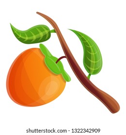 Persimmon On Tree Icon Cartoon Persimmon Stock Vector (Royalty Free ...