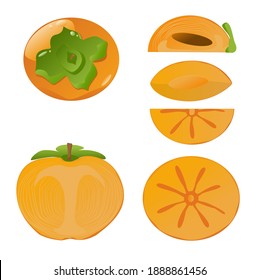 Persimmon Persimmon Pieces Different Shapes Stock Vector (Royalty Free ...