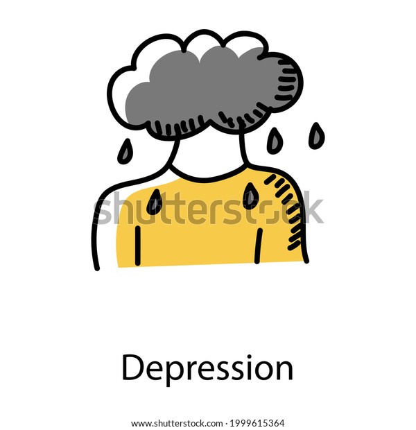 Person Cloud Denoting Depression Doodle Style Stock Vector (Royalty ...