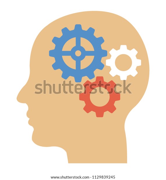Person Cogwheels Symbolising Thinking Process Stock Vector (Royalty ...