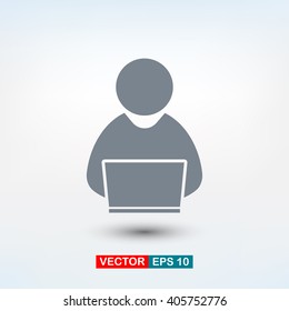 Person Computer Person Laptop Icon Stock Vector (Royalty Free ...