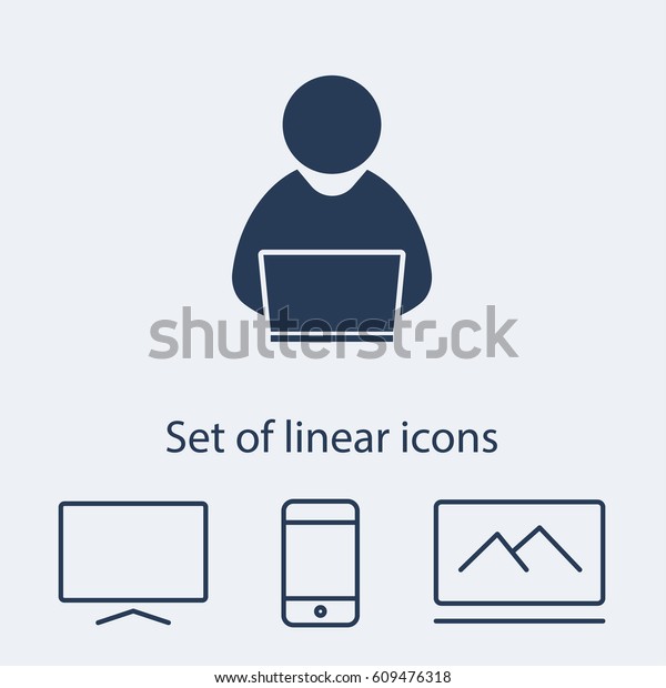 Person Computer Person Laptop Icon One Stock Vector (Royalty Free ...