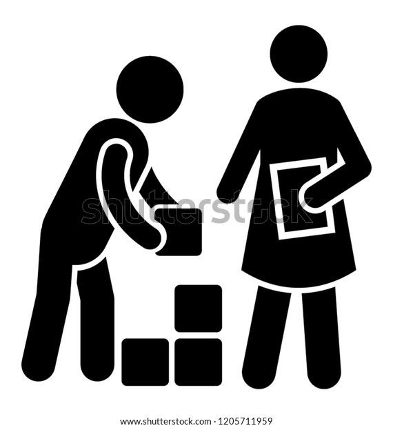 Person Counting Boxes Depicting Inventory Officer: vector de stock ...