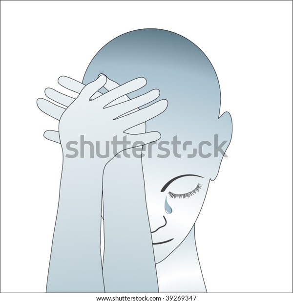 Person Crying Head Hands Stylized Tear Stock Vector (Royalty Free ...