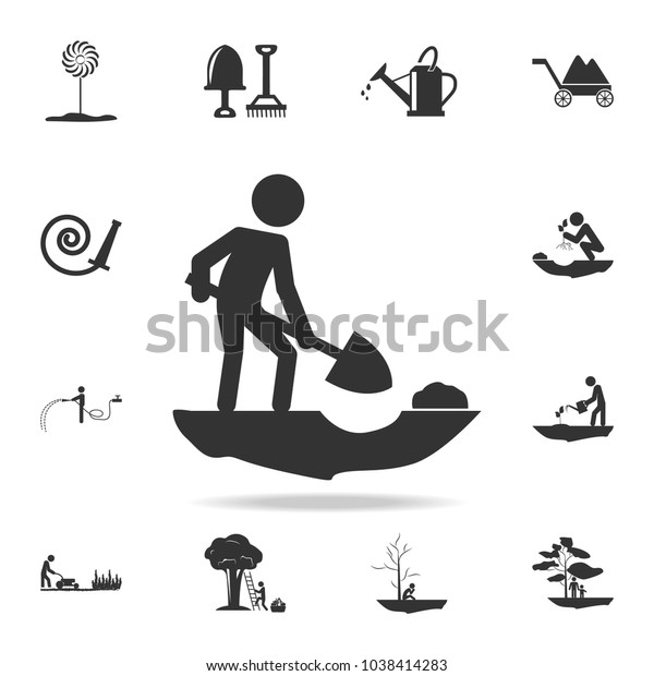 Person Digging Icon Detailed Set Garden Stock Vector (Royalty Free ...