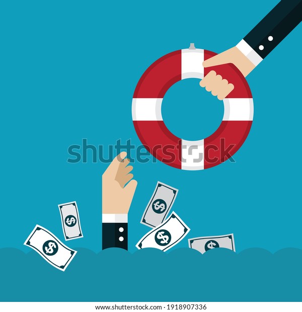Person Helping Sinking Businessman Vector Illustration Stock Vector ...
