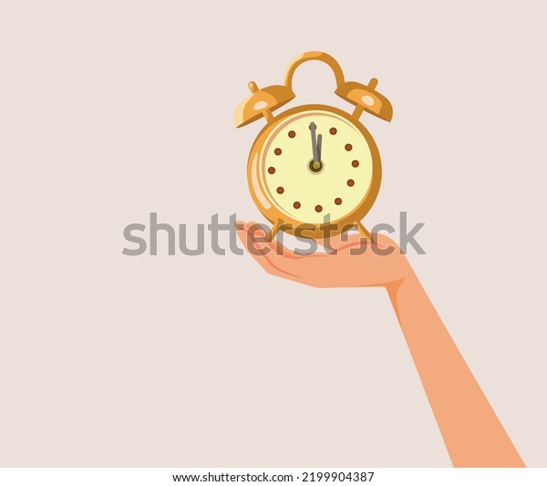Person Holding Clock Vector Cartoon Illustration Stock Vector (Royalty ...