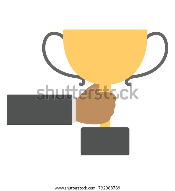 Person Holding Trophy Flat Icon Achievement Stock Vector (Royalty Free ...
