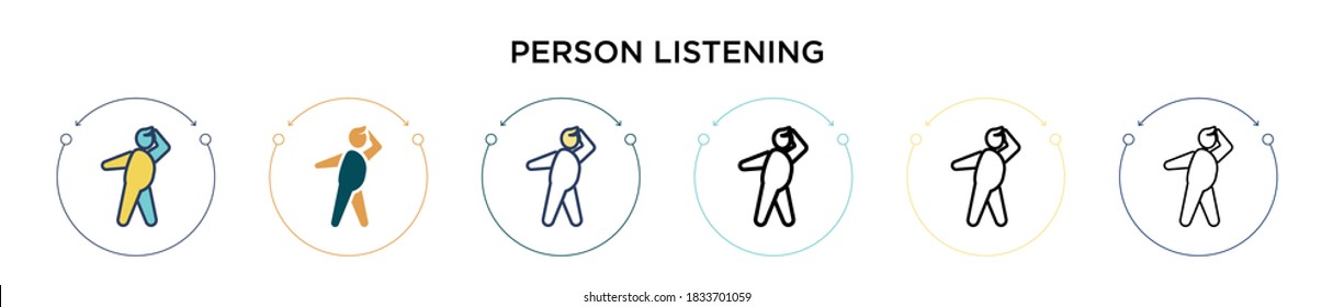 Person Listening Icon Filled Thin Line Stock Vector (Royalty Free ...