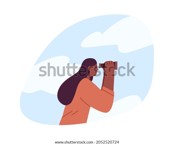 Person Looking Forward Future Binoculars Searching Stock Vector ...