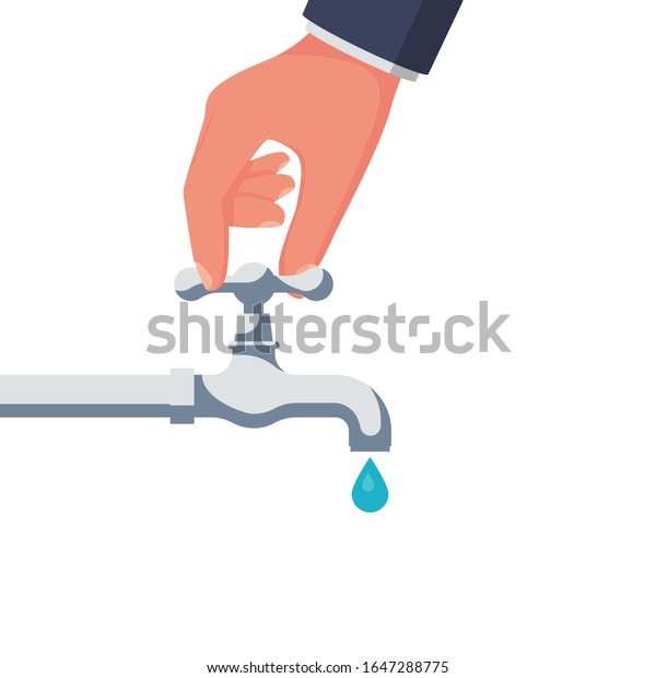Person Opens Closes Water Tap Clean Stock Vector (Royalty Free) 1647288775