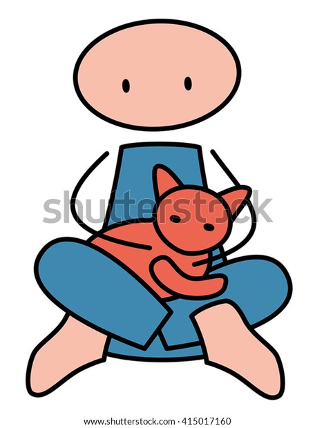 Person Sitting Crosslegged Position Cat His Stock Vector (Royalty Free ...