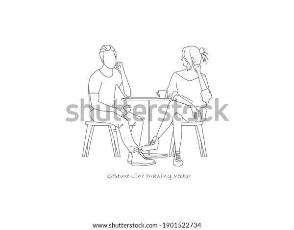 Person Sitting Down Gesture Drawing Line Stock Vector (Royalty Free ...