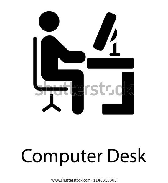 Person Sitting On Chair Computer Table 스톡 벡터(로열티 프리) 1146315305 ...