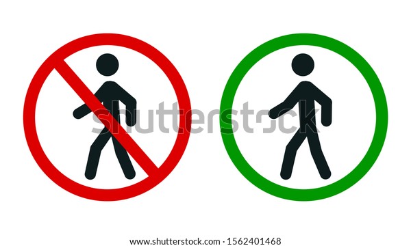 Person Walk Stop Warning Signs Stock Stock Vector (Royalty Free ...