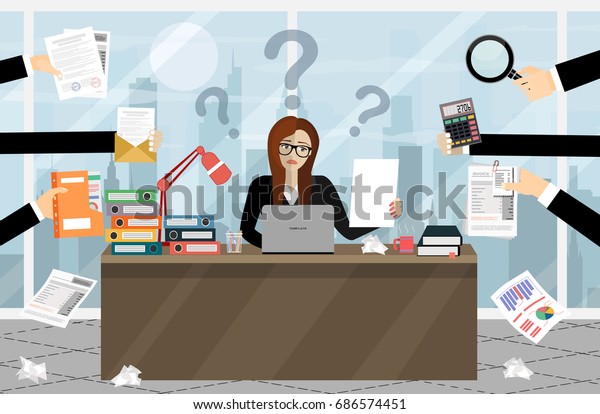 Person Work Multitasking Stress Office Business Stock Vector (Royalty ...