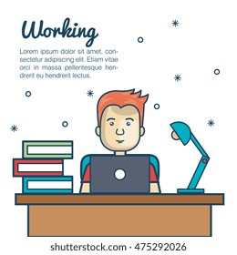 Person Working Office Icon Vector Illustration Stock Vector (Royalty ...