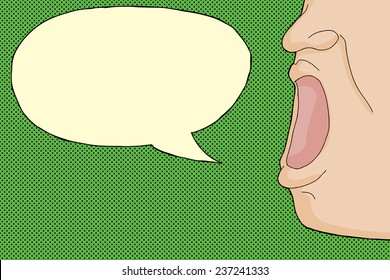 Person Yelling Word Bubble Over Green Stock Vector (Royalty Free ...