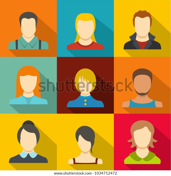 Persona Icons Set Flat Set 9 Stock Vector (Royalty Free) 1034712472