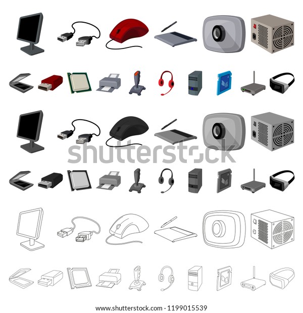 Personal Computer Cartoon Icons Set Collection Stock Vector (Royalty ...