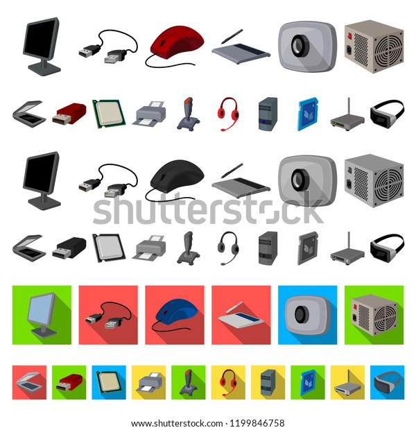 Personal Computer Cartoon Icons Set Collection Stock Vector (Royalty ...