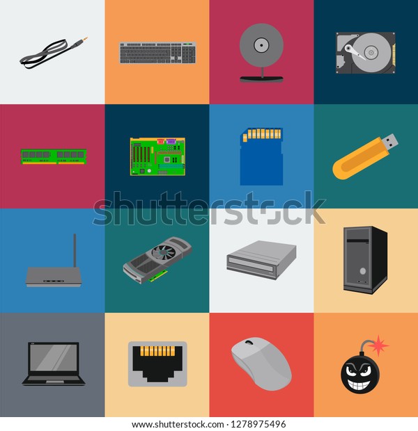 Personal Computer Cartoon Icons Set Collection Stock Vector (Royalty ...