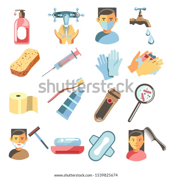 Personal Hygiene Means Tools Isolated Icons Stock Vector (Royalty Free ...