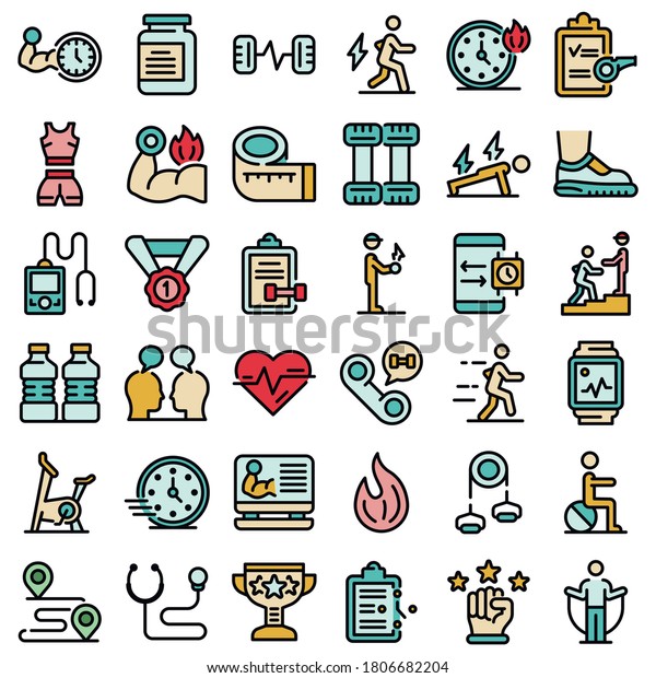 Personal Trainer Icons Set Outline Set Stock Vector (Royalty Free ...