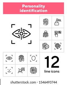 Personality Identification Line Icon Set Set Stock Vector (Royalty Free ...