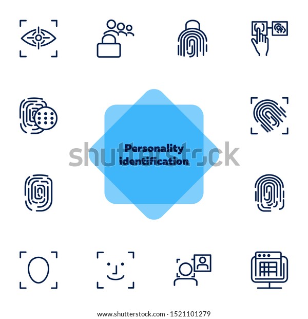 Personality Identification Line Icon Set Set Stock Vector (Royalty Free ...