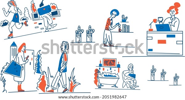 Persons Different Situation Workplace Park Walk Stock Vector (Royalty ...
