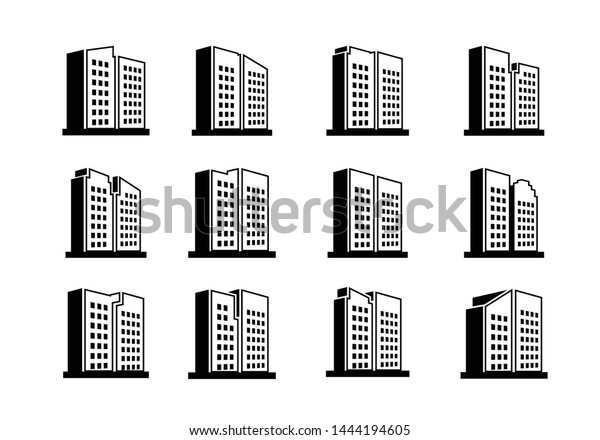 Perspective Company Icons Line Vector Buildings Stock Vector (Royalty ...