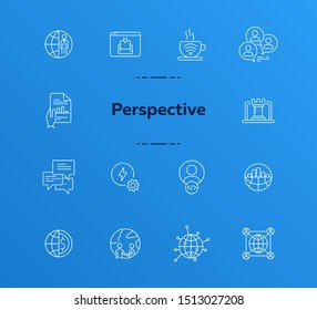 Perspective Line Icon Set Circles Globe Stock Vector (Royalty Free ...