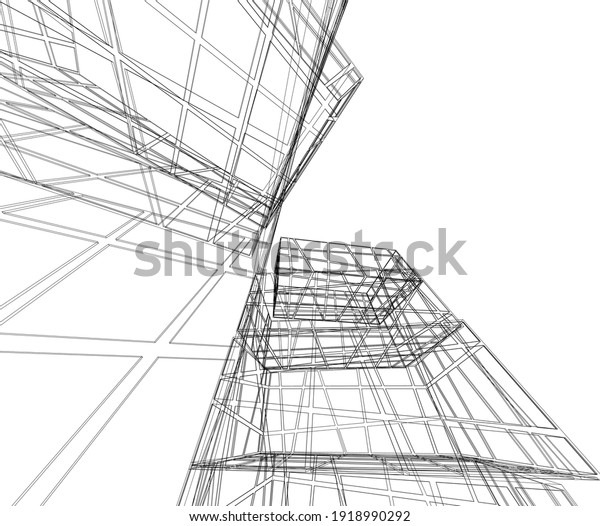 Perspective View Abstract Modern Architecture Vector Stock Vector ...