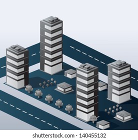 Perspective View Urban Area On Gray Stock Vector (Royalty Free ...