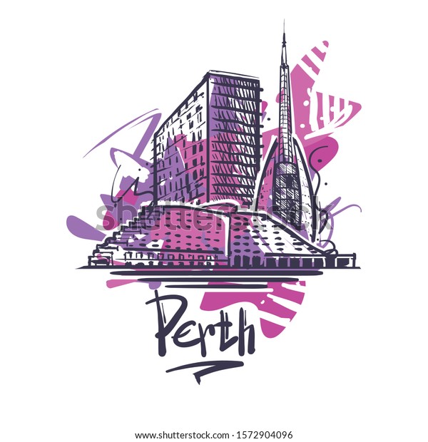 Perth Abstract Art Color Drawing Perth Stock Vector (Royalty Free ...