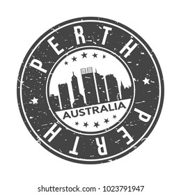 Perth Australia Round Stamp Icon Skyline Stock Vector (Royalty Free ...