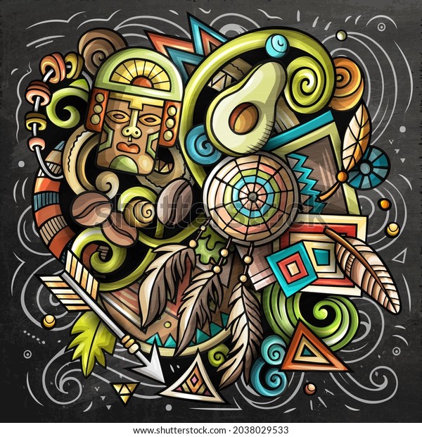 Peru Cartoon Vector Doodle Chalkboard Illustration Stock Vector ...
