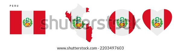 Peru Flag Icon Set Peruvian Pennant Stock Vector (Royalty Free ...