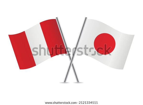 Perú y Japón cruzaron banderas. Banderas: vector de stock (libre de ...