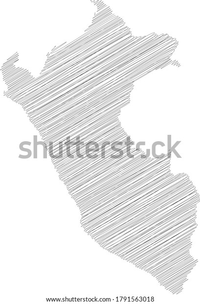 Peru Pencil Scribble Sketch Silhouette Map Stock Vector (Royalty Free ...