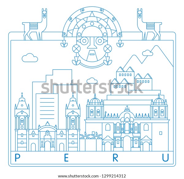 Peru Symbols Vector Illustration Typography Design Stock Vector ...