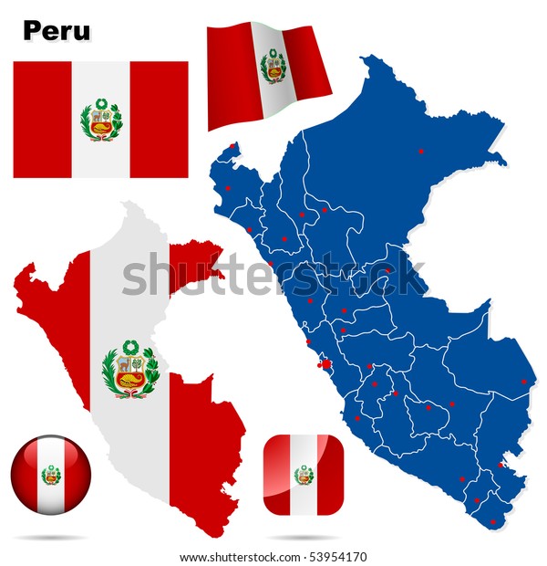 Peru Vector Set Detailed Country Shape Stock Vector (Royalty Free) 53954170