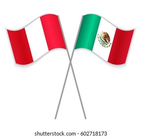 Peru Mexico Crossed Flags Peruvian Mexican Stock Vector (Royalty Free ...