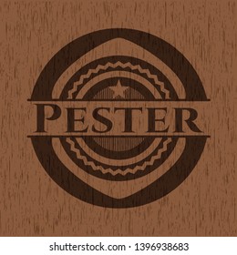 Pester Realistic Wooden Emblem Vector Illustration Stock Vector ...