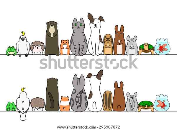 Pet Animals Line Front Back Stock Vector (Royalty Free) 295907072