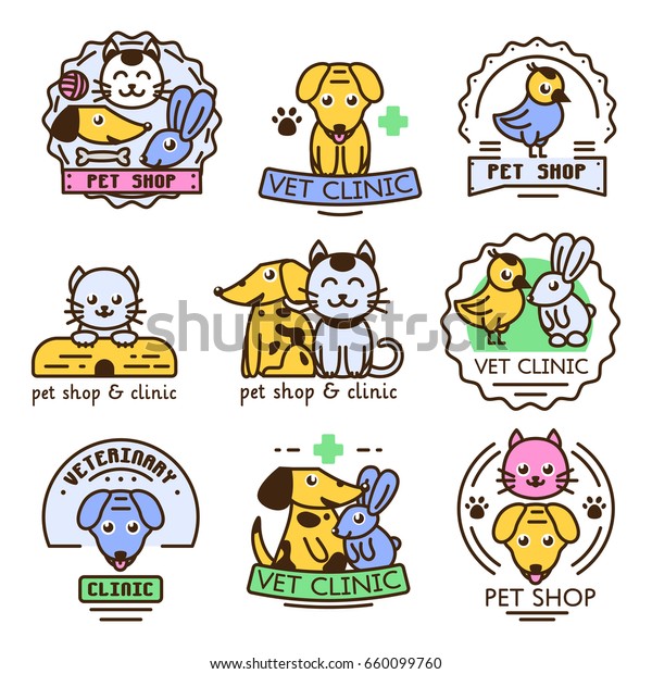 Pet Badge Vector Graphic Sticker Set Stock Vector (Royalty Free ...