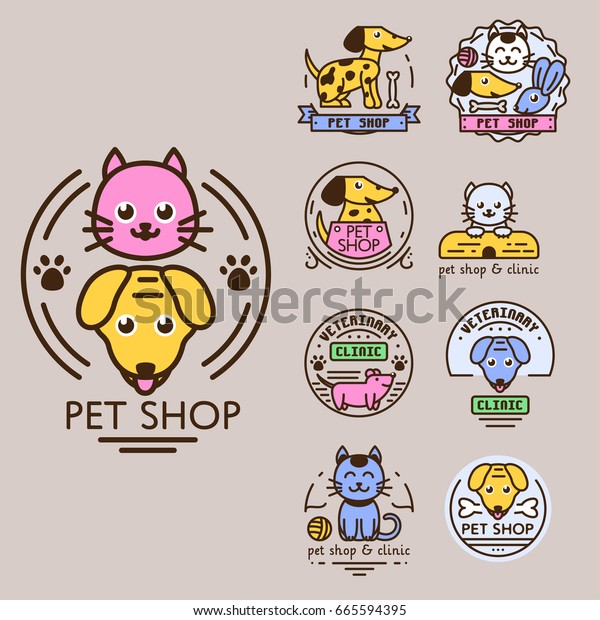 Pet Badge Vector Graphic Sticker Set Stock Vector (Royalty Free ...
