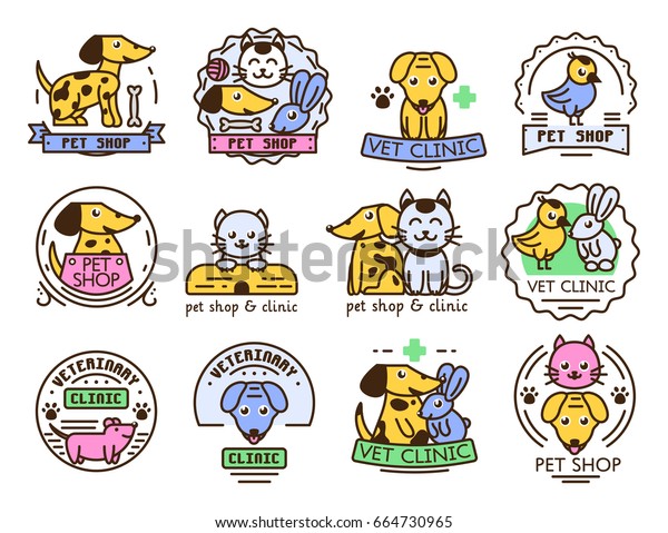 Pet Badge Vectora Graphic Sticker Set Stock Vector (Royalty Free ...