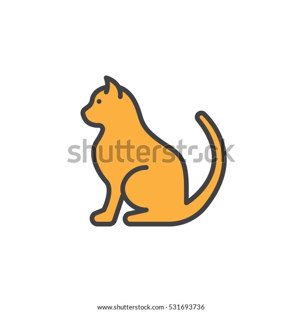 Pet cat line icon, filled outline vector sign, linear colorful ...